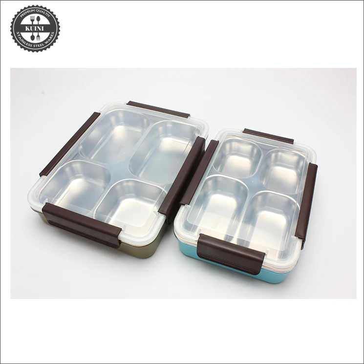Stainless Steel 4 Compartment Lunch Bento Box - Buy 4 Compartment Lunch ...