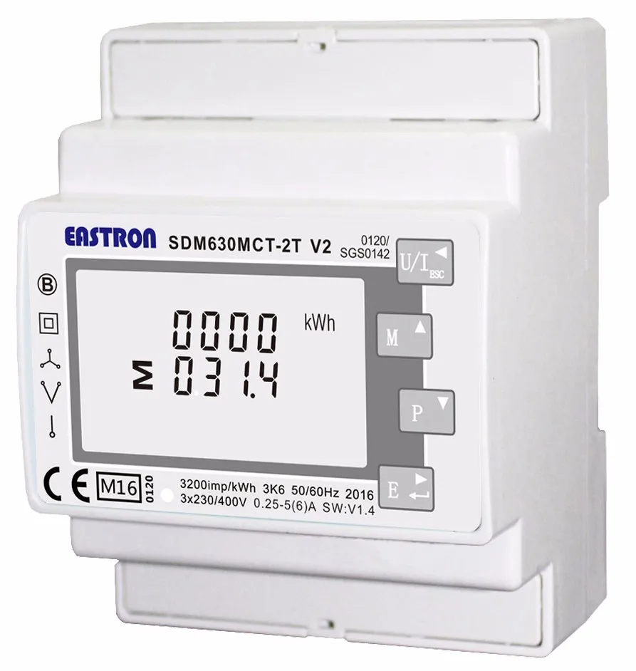 Sdm630mct-2t V2 Mid 3 Phase Din Rail Dual Source Energy Meter Ct ...