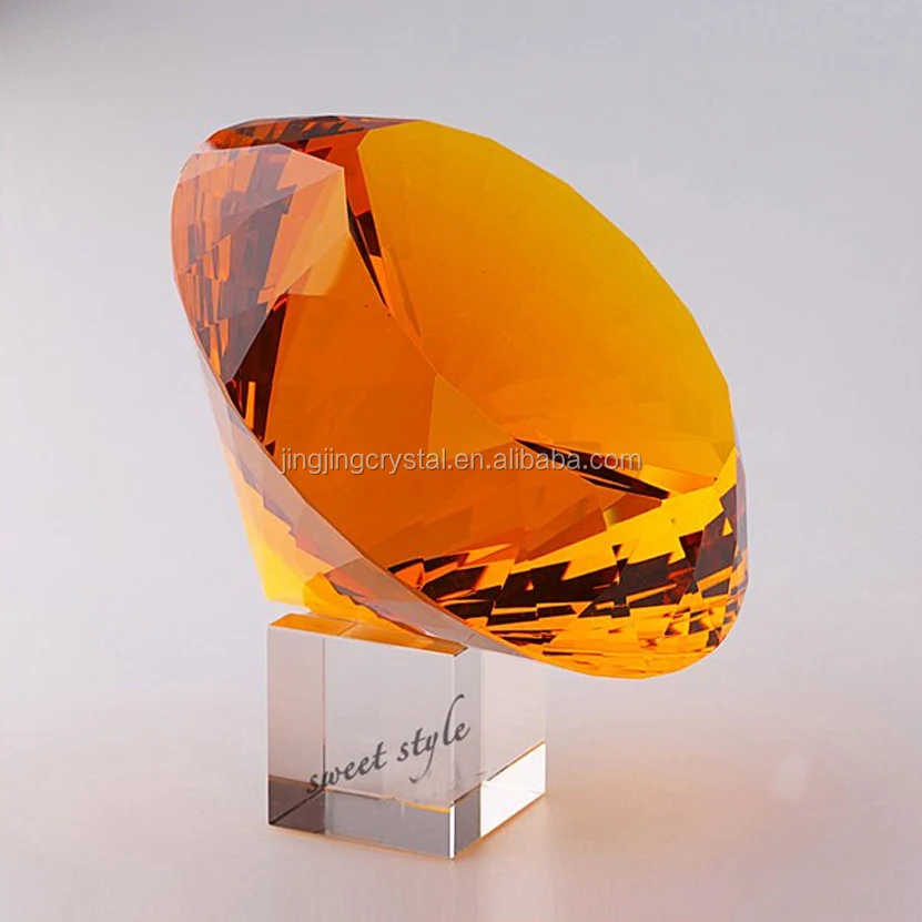 Popular Diamond Shaped Amber Crystal Paperweight For Students - Buy ...