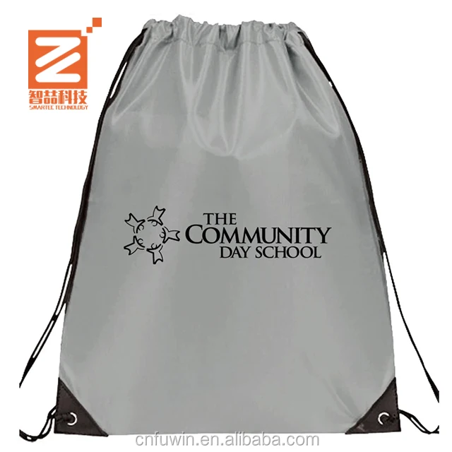 100% Polyester Drawstring Bag Pull String Backpack Gym Clothing Bag ...