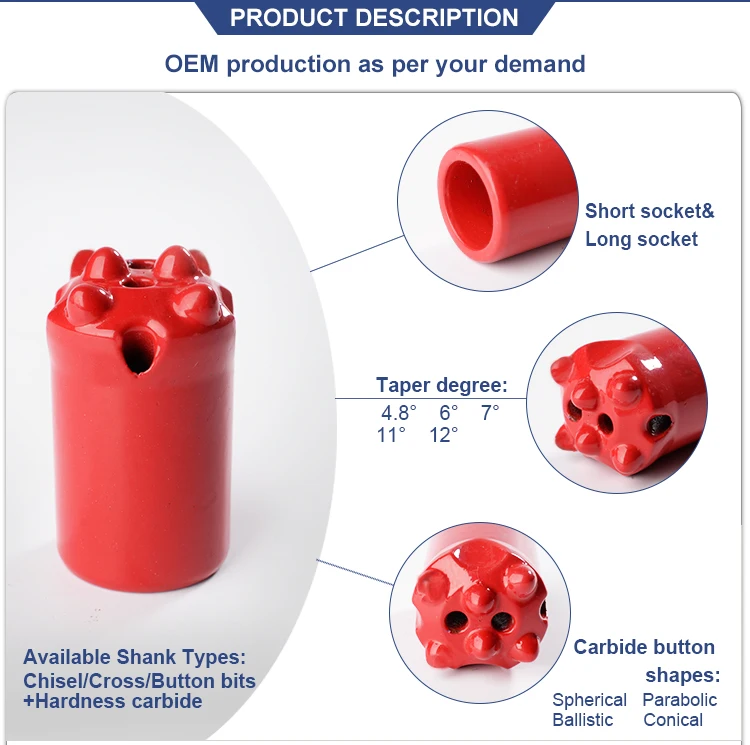 Tapered Button Bit 32mm 34mm 36mm 38mm 40mm For Sale - Buy Tapered ...