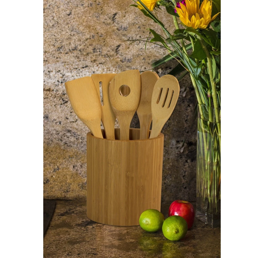 6 Pieces Kitchen Set Serving Tools Cooking Utensil Natural Wooden ...