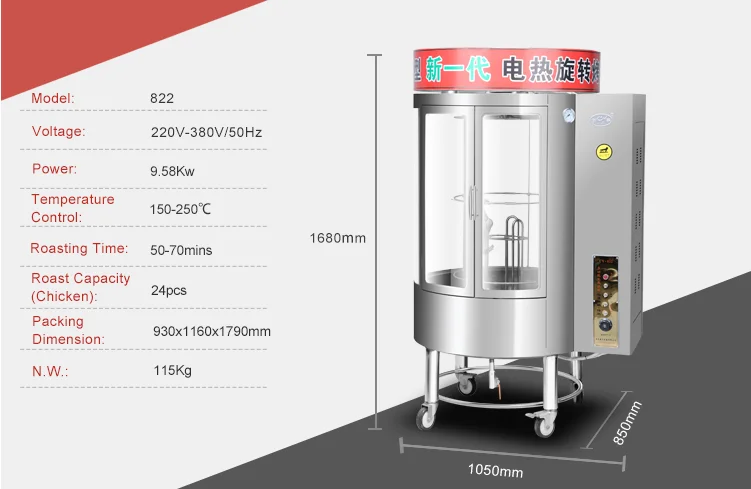 Vertical Rotary Chicken Rotisserie - Efficient Roasting
