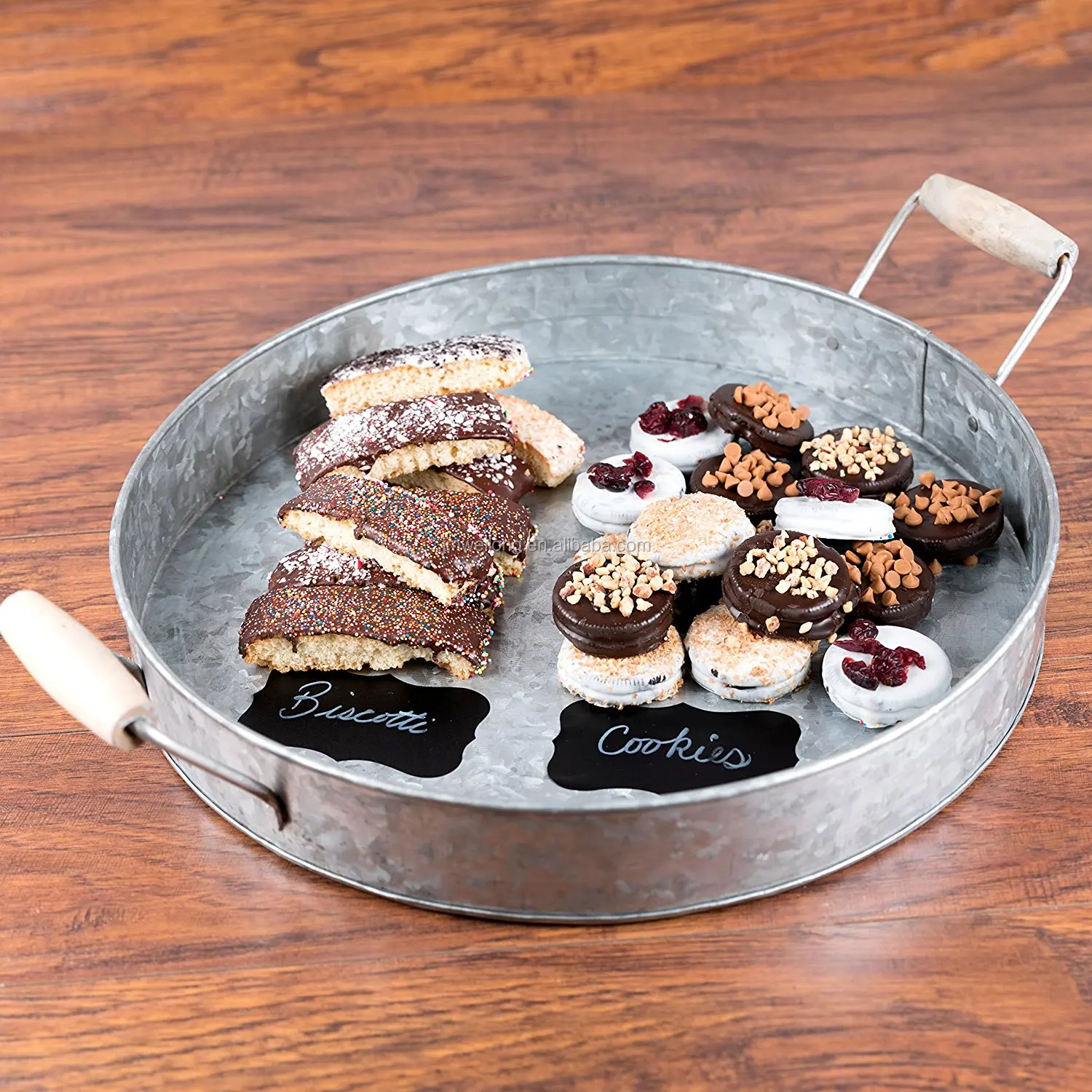 Rectangle Large Galvanized Metal Serving Tray With Rope Handles - Buy ...