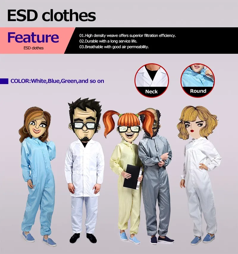 Safety Garment Cleanroom Suit Esd Antistatic Working Clothes Esd ...