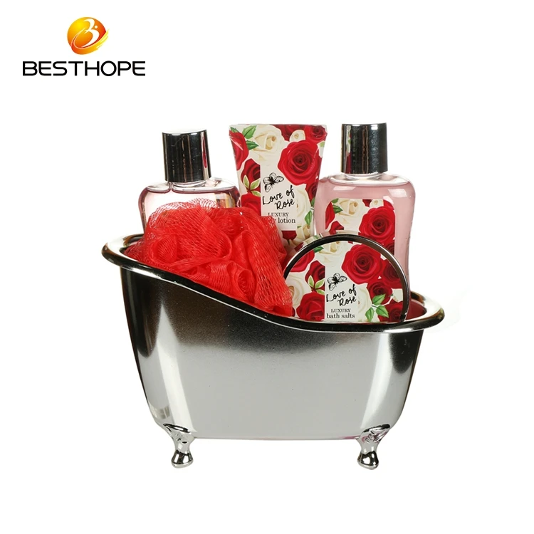 Woman Valentine's Day Rose Scent Shower Gel Shampoo Spa Gift Silver ...