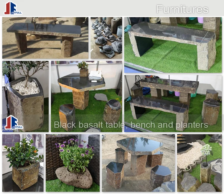 Garden Black Basalt Stone Furnitures Table Sets Benches - Buy Basalt ...