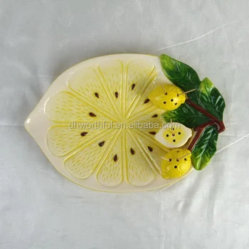 Personalized Lemon Shaped Ceramic Decorative Fruit Platter With ...