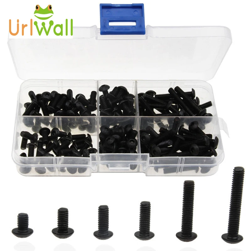 170pcs Black Hexagon Hex M4 Screw Round Head 304 Stainless Steel 6 ...