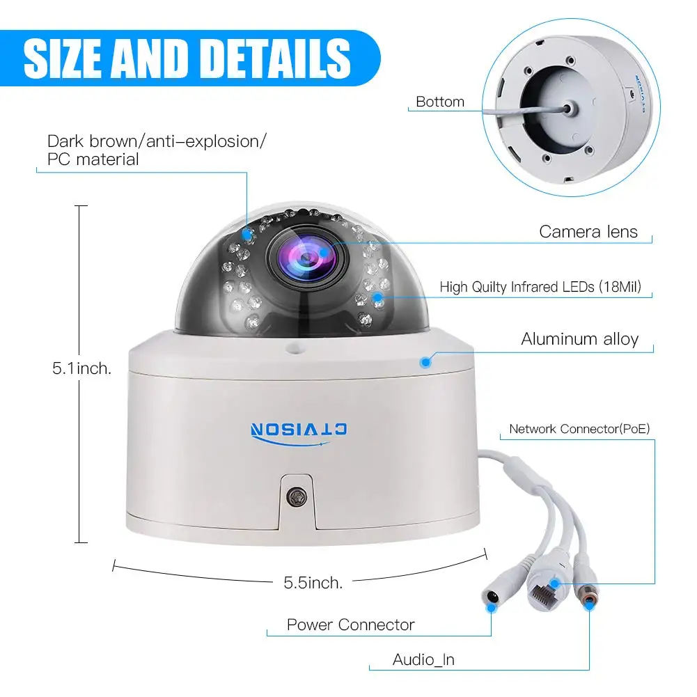 Ip Dome Camera Poe 2mp 4x Optical Motorized Zoom Indoor Outdoor Xmeye H ...
