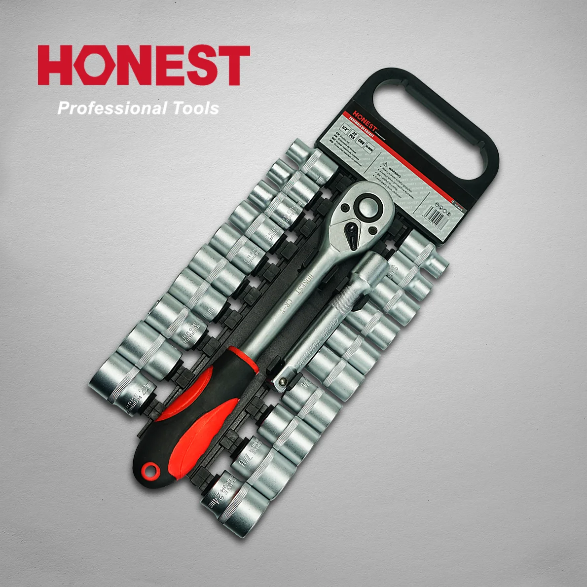 HONEST 1/2"22PCS CRV Socket Wrench Tool Set - Durable & Versatile