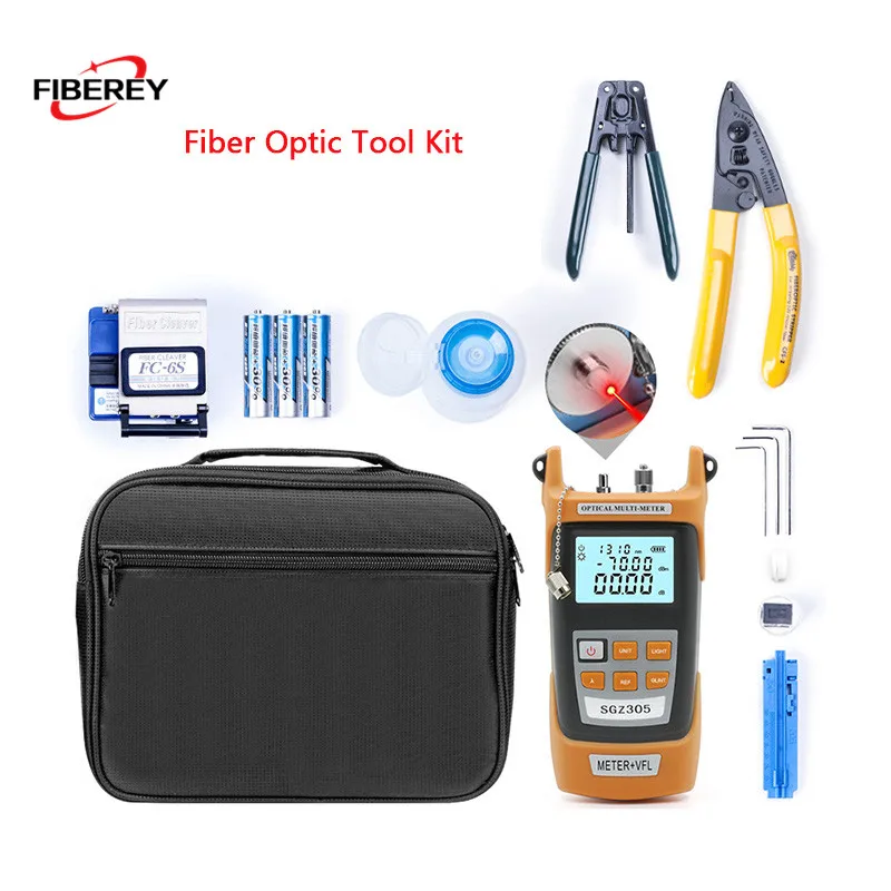 Optical Fiber Tool Kit Set With 2 In 1 Optical Power Meter + Vfl 5km ...