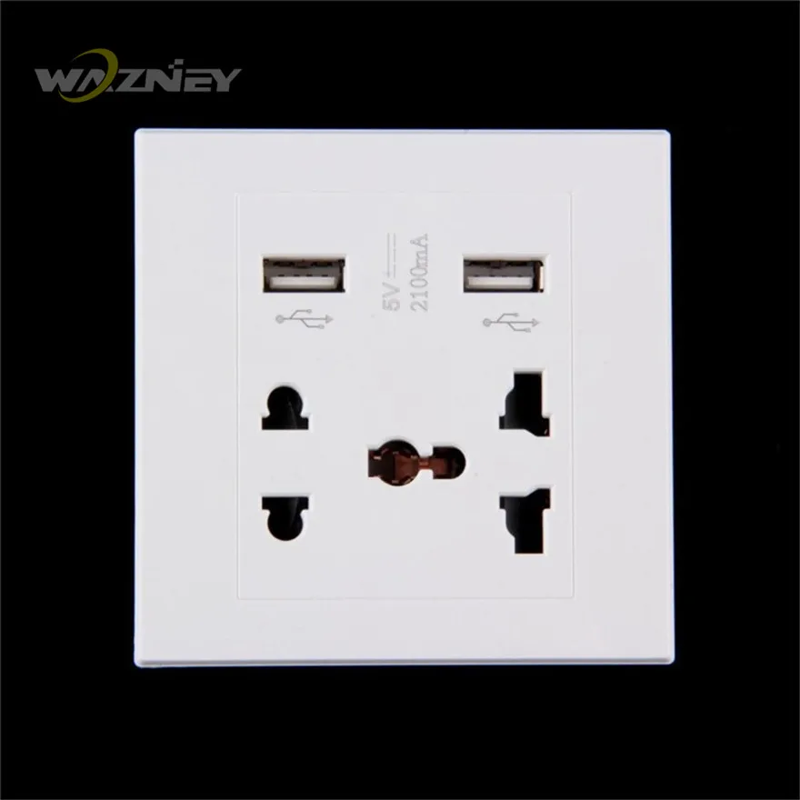 Universal Usb Wall Socket Ac 110-250v Us Uk Eu Au Wall Socket 2 Port 5 ...