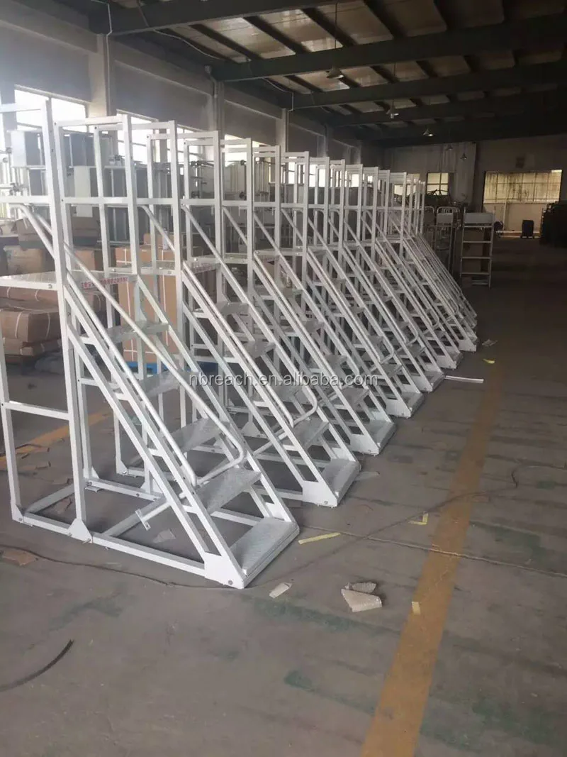 Warehouse Steel Safety Rolling Mobile Platform Ladder With Handrails ...