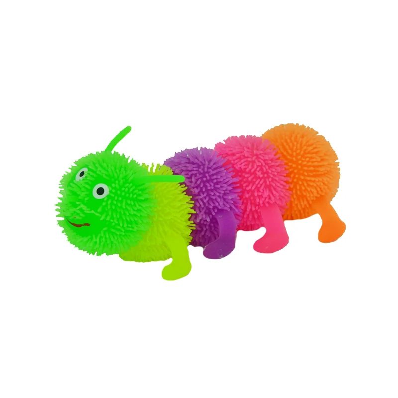 New Five Part Soft Squishy Worm Animal Puffer Ball Led Flashing Ball ...