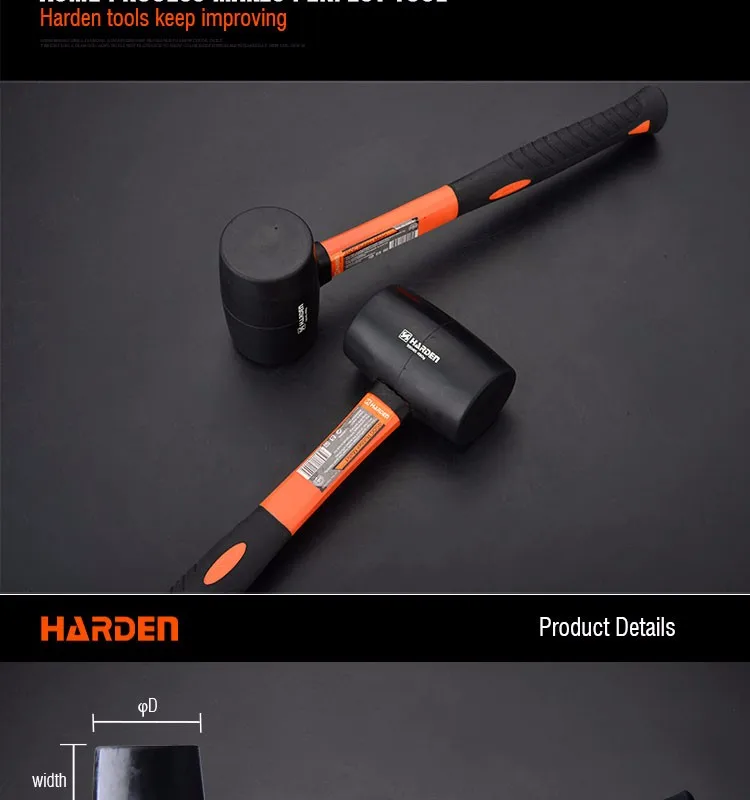 Harden Multi-Functional 225g-680g Rubber Mallet Hammer with Fiberglass ...