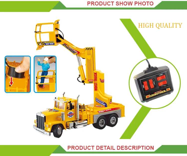 Cartoon Overhead Work Vehicle Toy Model Wire Remote Control Tow Truck ...