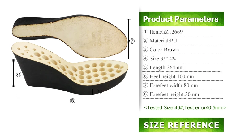 High Wedge Heel Mid Sole PU Shoe Sole for Lady Sandal Making