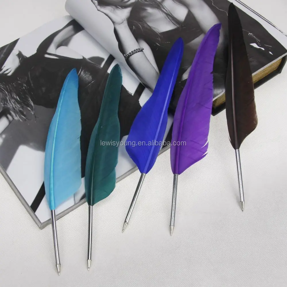 Popular Feather Colorful Bird Pen Set Feather Quill Pen - Buy ...