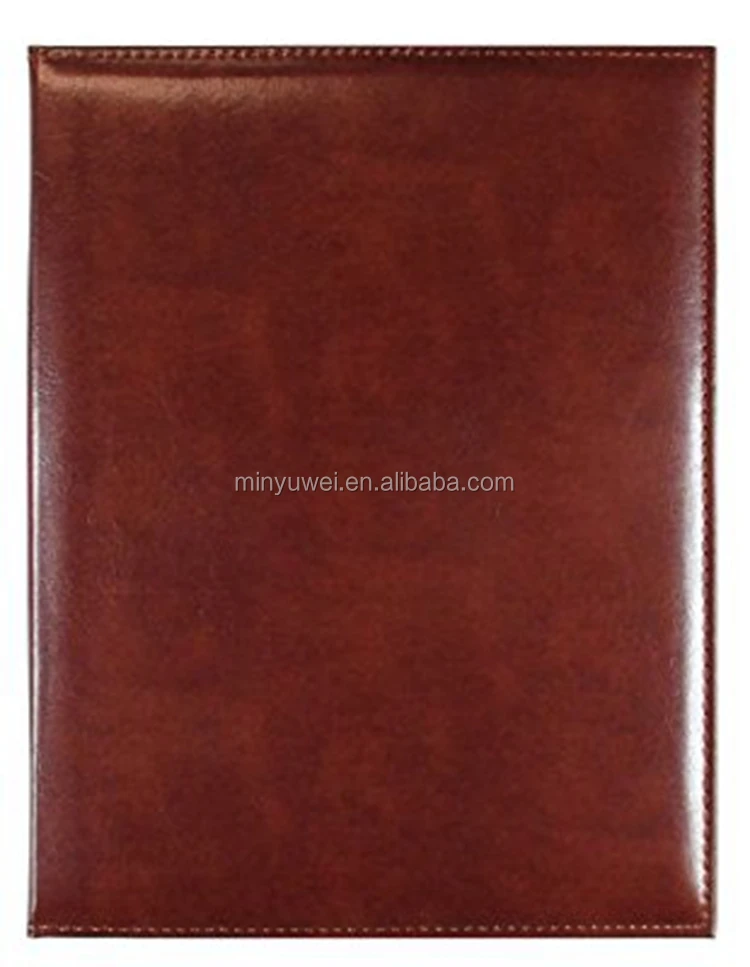 Reddish Brown File Pocket Folders With Notepad Holder Pu Leather Cheap ...