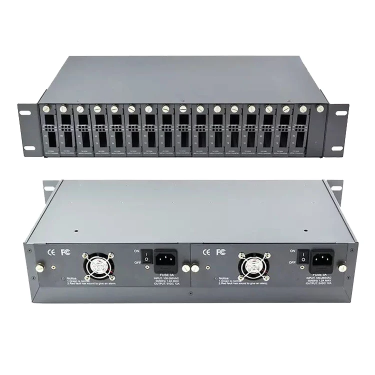 2u Rackmount Dual Power Chassis14/ 16 Ports Fiber Media Converter Rack ...