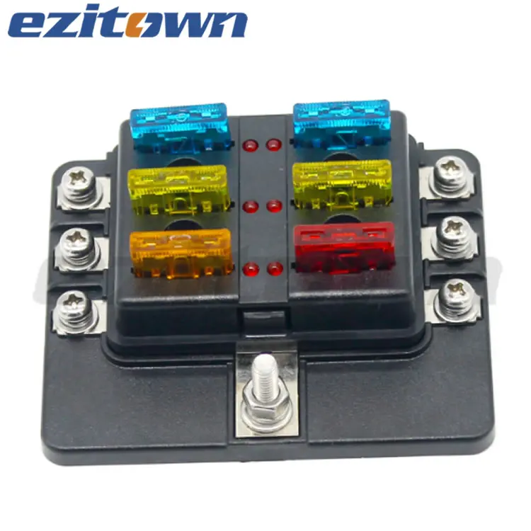 Ezitown 6 Way Blade Fuse Box Block For Automotive Car Boat Yacht Marine ...