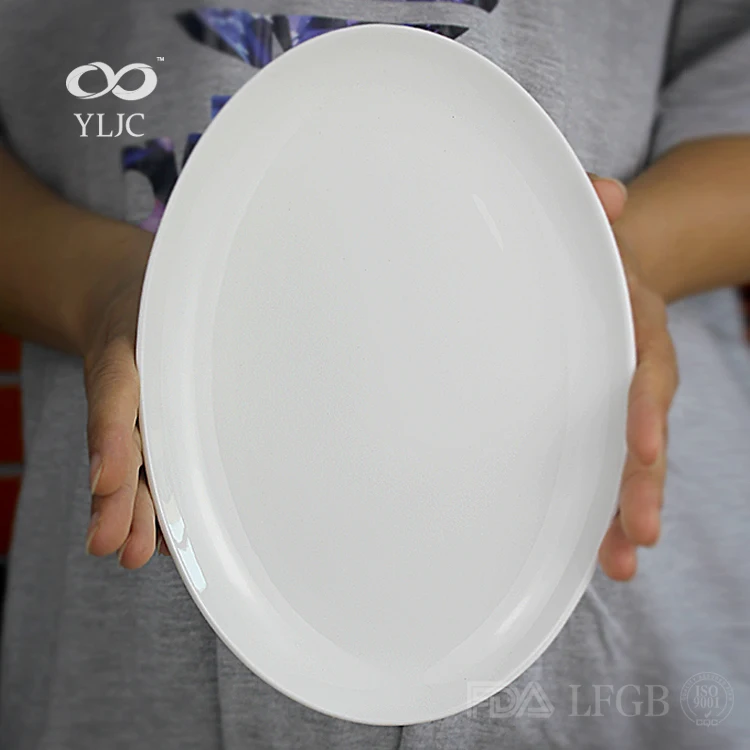 9 Inch White Ceramic Porcelain Oval Shaped Restaurant Bone China Fish ...