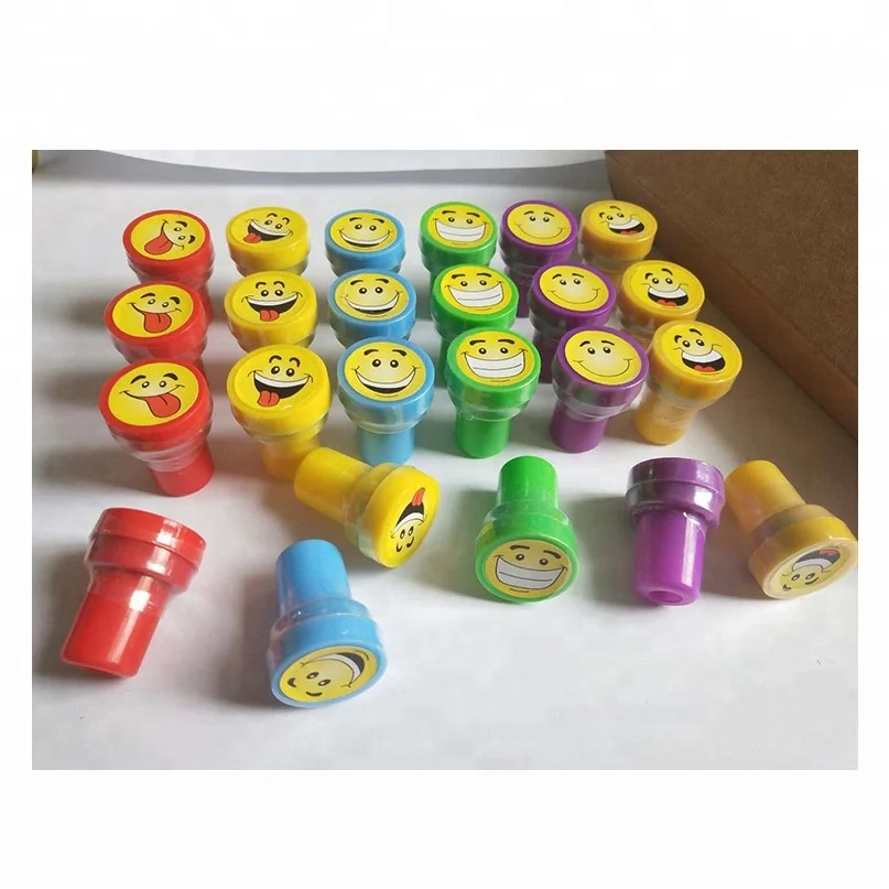 24pcs Custom Kids Funny Stationery Toy Plastic Stamp Set Smile Face ...