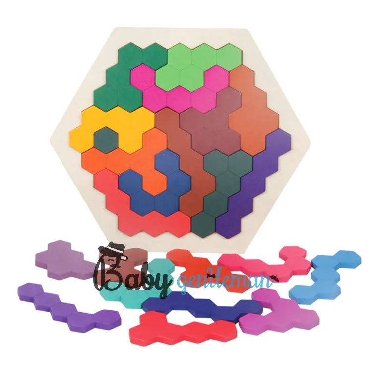 Best Design Kids Educational Diy Wooden Hexagonal Block Puzzle With ...