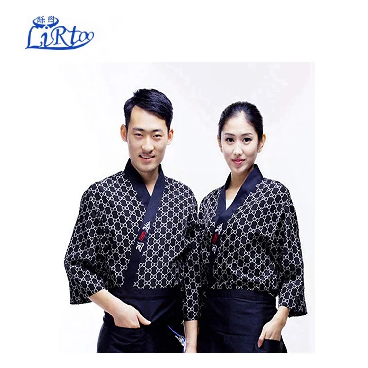 Unisex Sushi Chef Jacket Japanese Kitchen Uniform Sushi Workwear Coat ...