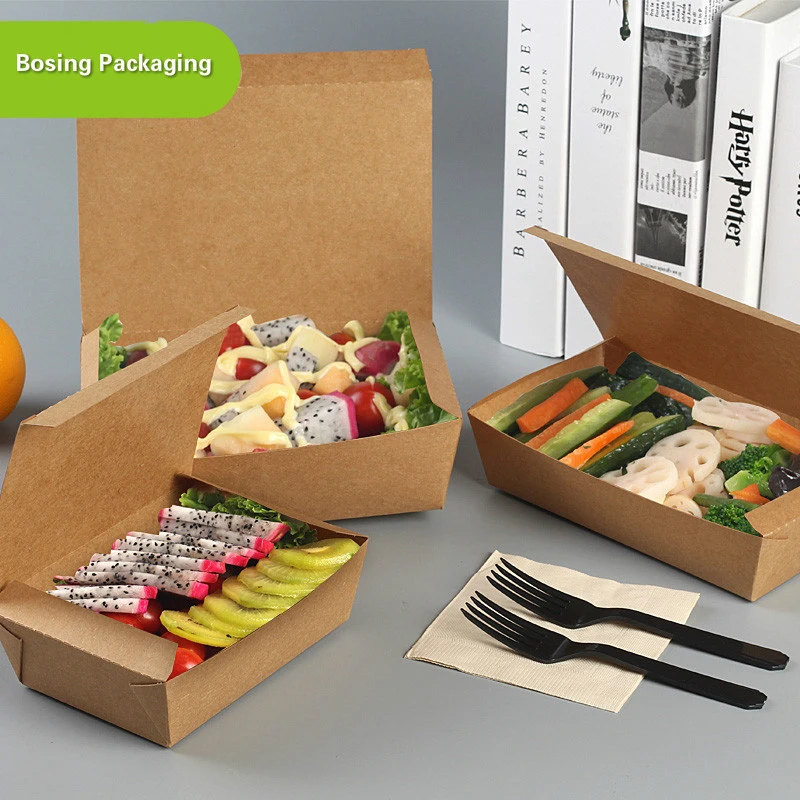 White Ivoryboard Kraft Paper Lunch Boxes - Recyclable & Stylish