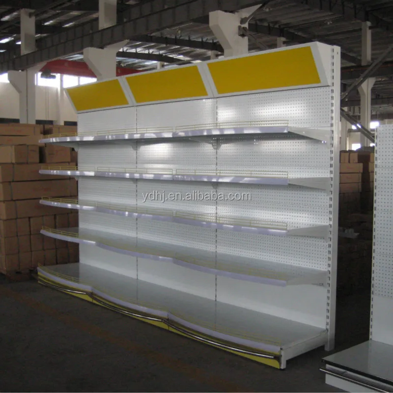Supermarket Wall Gondola Display Shelving with LED Lights