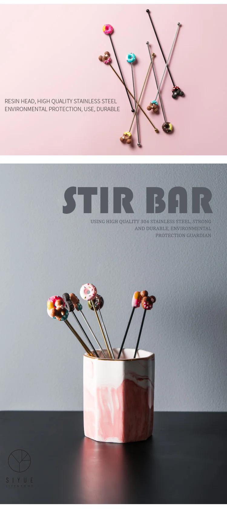 Cute Cartoon Coffee Stirrers Glass Drink Swizzle Cocktail Stainless ...