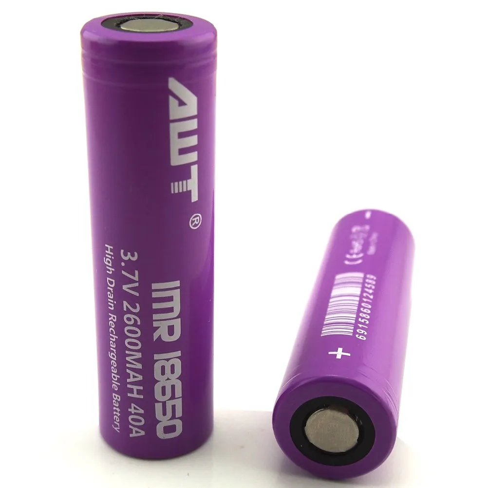Awt 18650 Battery 2600mah 3.7v Battery 40a Awt18650 Rechargeable ...