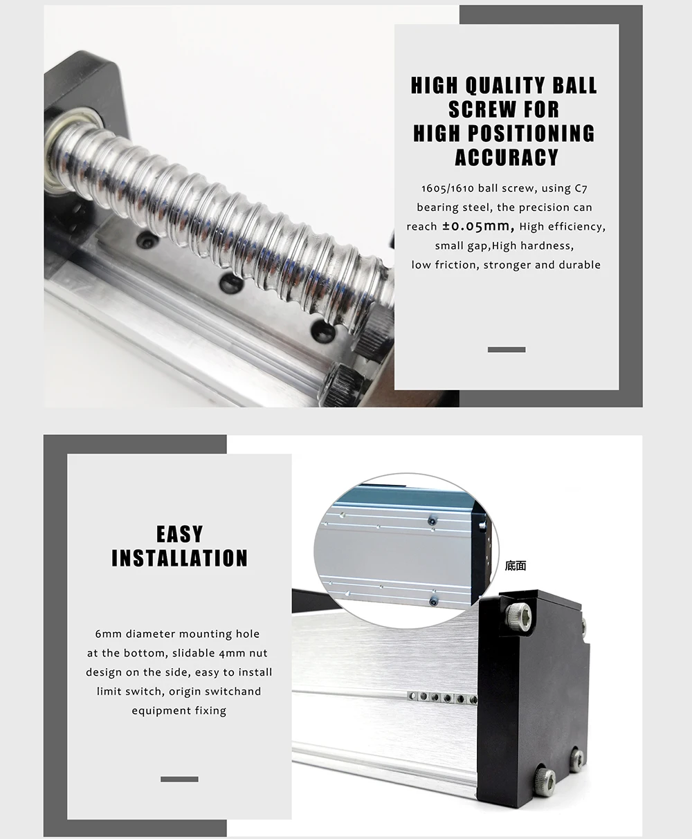 3-axis gantry XYZ linear stage 50mm-4000mm customizable ball screw linear module guide slide ...