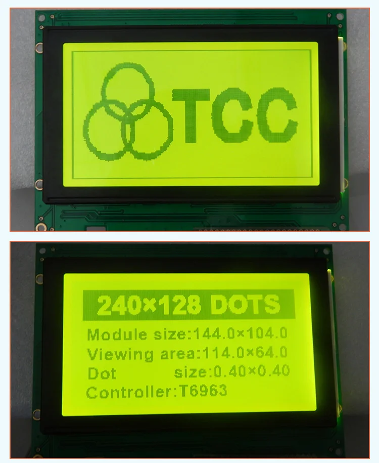 TCC LCD Shenzhen 240*128 Graphic Lcd 22pins Display Module