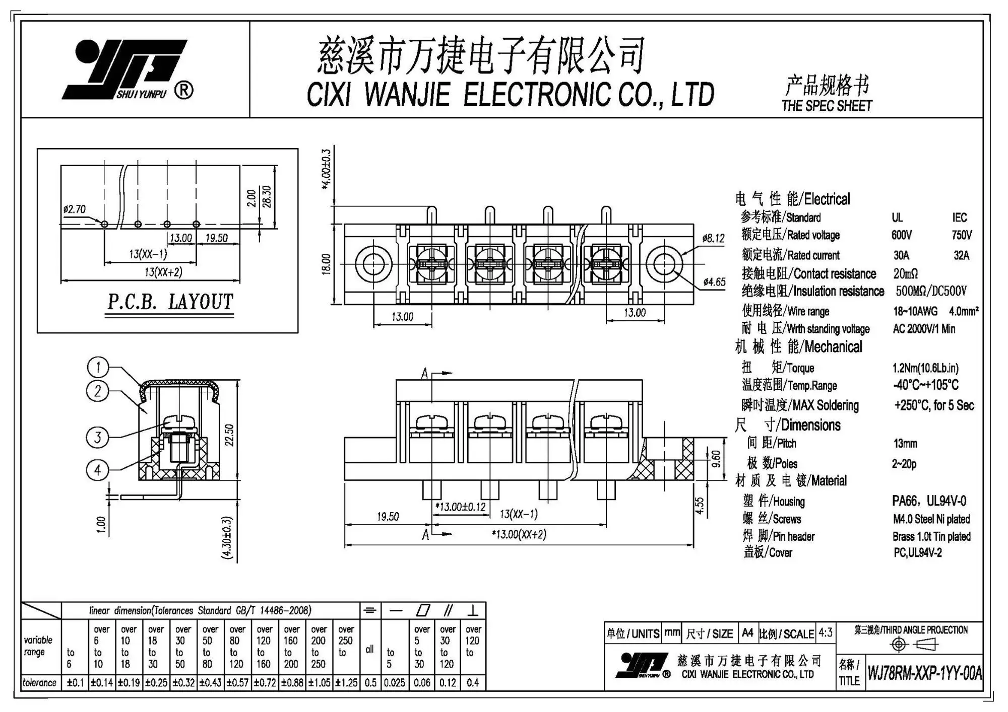 Pitch 13mm Barrier Terminal Block - Reliable Wire Connecting