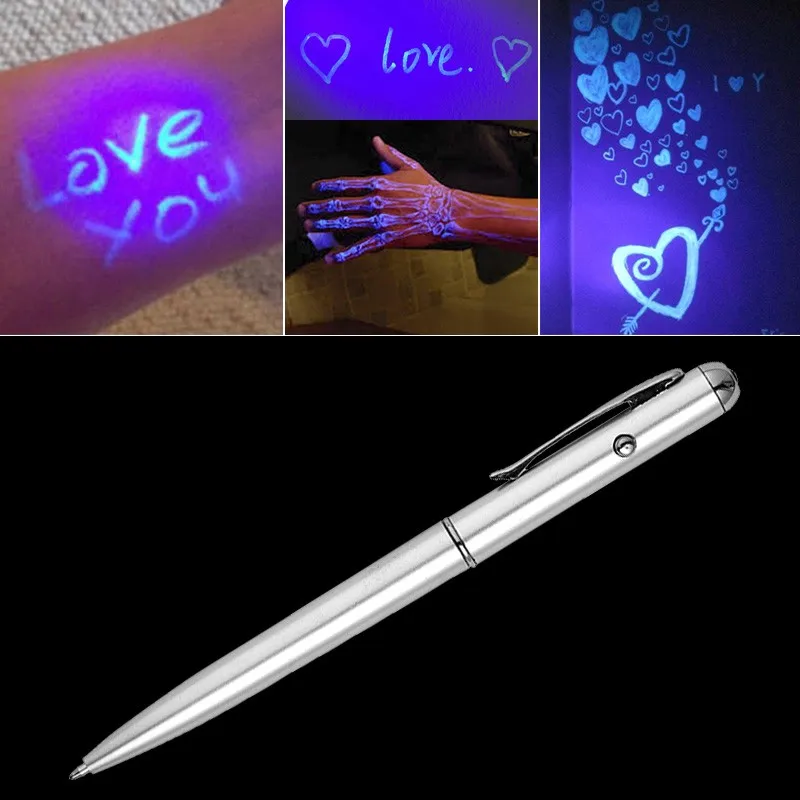 Led Uv Light Ballpoint Pen With Invisible Ink Pen Novelty Item For ...