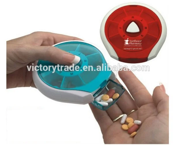 V-mpb19 Hot Sale 7 Day Weekly Child Proof Plastic Push Button Pill ...
