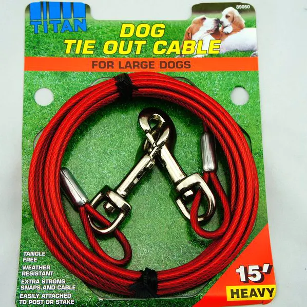 Red Pvc Coated Tie Out Cable For Dog Heavy Duty 4.5mm With 10ft Length ...