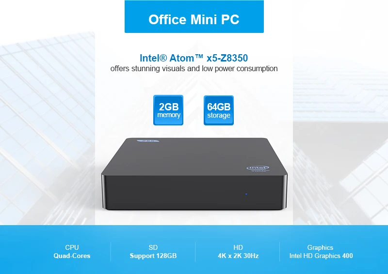 Z85 迷你 PC Z8350 2 32 GB 64 GB 用于 Win 10 系统和 Linux 系统 Wifi BT 4.0 电视盒子 ...