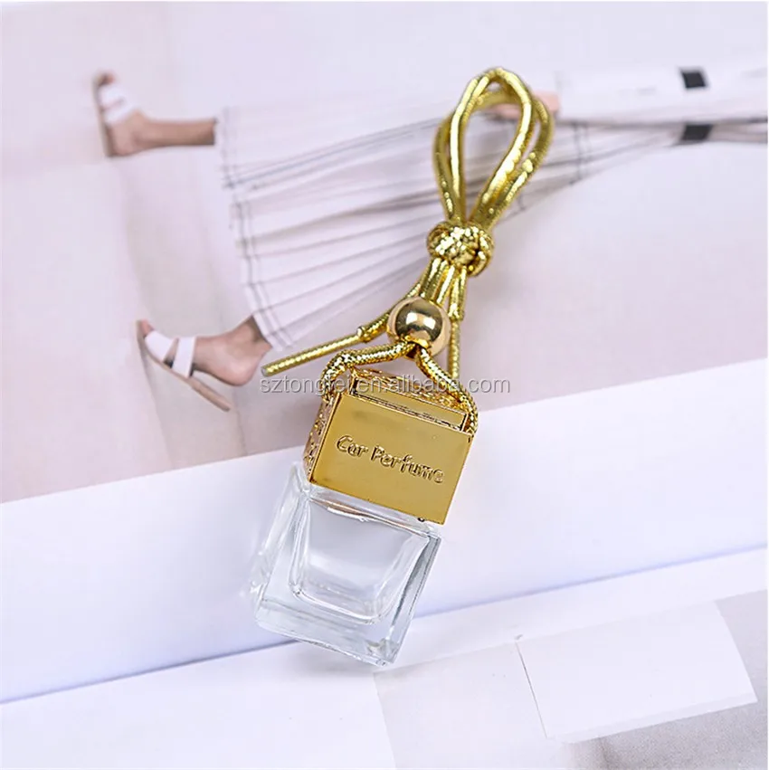 Square Shape Glass Car Perfume Bottles Pendant 6ml Perfume Empty ...