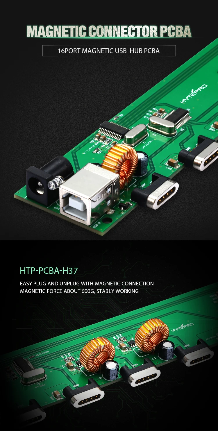 Micro 5-12v External Power 16 Port Usb C Adapter Hub Pcb Board Printed ...