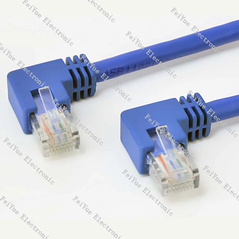 Rj45 Network Cable Right Angle To Left Angle Male/male 90degree Cat6 ...