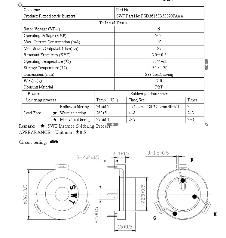 100db 12v Fire Alarm Buzzer 36mm Piezo Loud Passive Ac Buzzer - Buy 12v ...