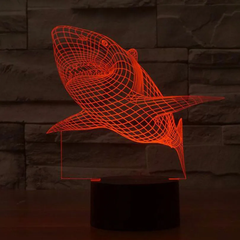New Shark Led 3d Night Light Three-dimensional Kids Living Room Bed ...