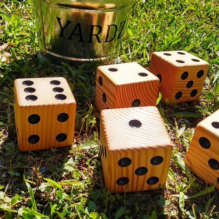 Perfect Giant Wooden Yard Dice Of 3.5 Inches Stained Finish And Drilled ...