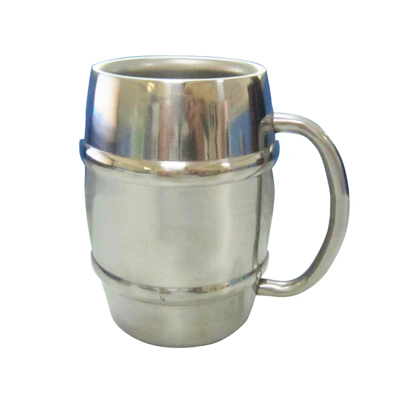 Oempromo Double Wall Barrel Shaped Stainless Steel Beer Mug With Handle ...