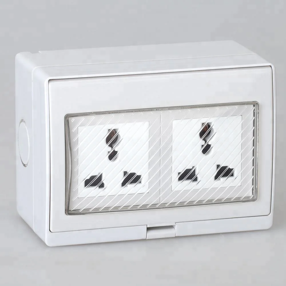 Multi-function Ip55 250vac 10a 13a Electrical Waterproof Wall 2 Gang ...