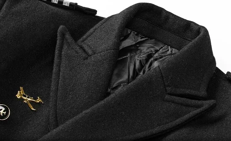 Design Wool Long Overcoat - Airline Pilot Uniform Winter Mens